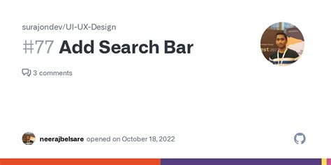 Add Search Bar · Issue 77 · Surajondevui Ux Design · Github