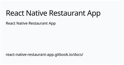 React Native Restaurant App React Native Restaurant App