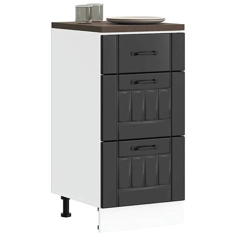 Berkfield Kitchen Base Cabinet Lucca Black Engineered Wood