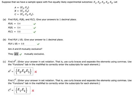 Solved Suppose That We Have A Sample Space With Five Equally