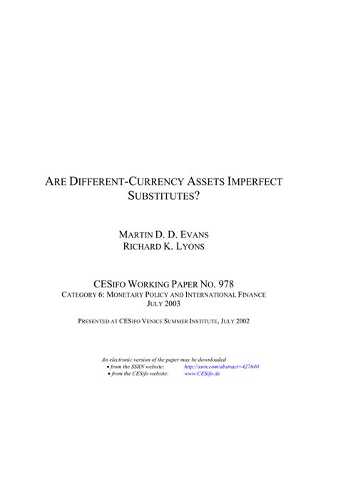 Pdf Are Different Currency Assets Imperfect Substitutes