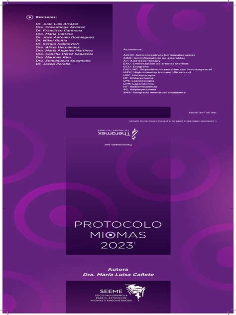 Protocolo Miomas 2023 V 2 1 Pdf Equipo Medico Reproducción Humana