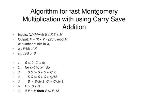 Ppt Area Time Efficient Montgomery Modular Multiplication Powerpoint Presentation Id 7093903