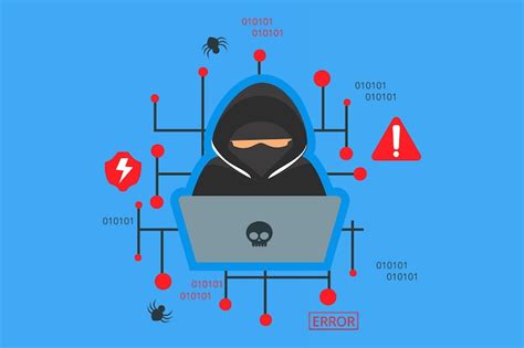 Premium Vector Hacker With Laptop In A Flat Design Security Hacking