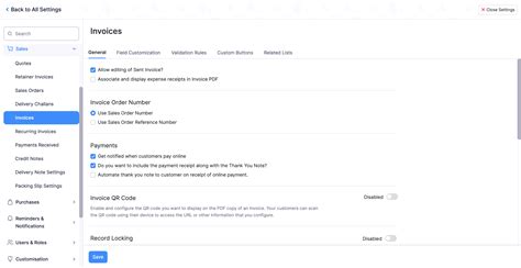Invoice Preferences Help Zoho Books