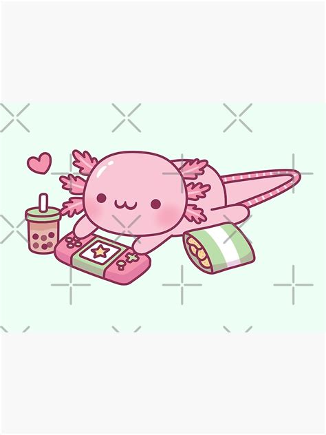 Cute Axolotl Relax Gamer Poster For Sale By Rustydoodle Redbubble