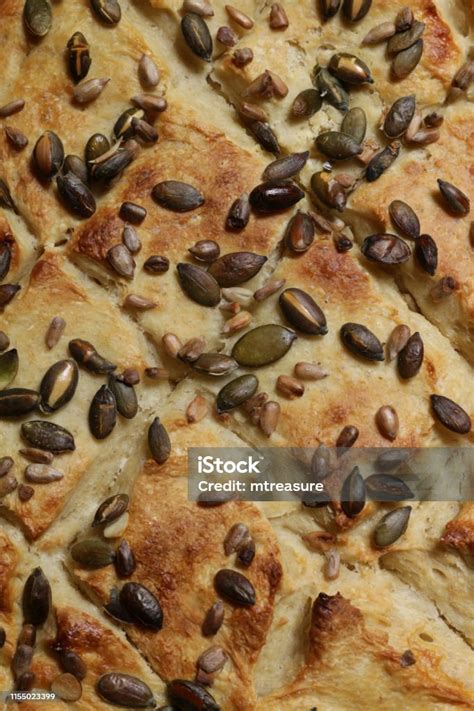 흰색 밀가루 해바라기 호 밀 및 호박 씨앗으로 만든 금속 그릴 트레이 케이크 랙 타원형 흰색 빵 밥 솥 오븐에서 갓 구운 반죽 유기 그래 너 크 러스트 덩어리 대각선 격자