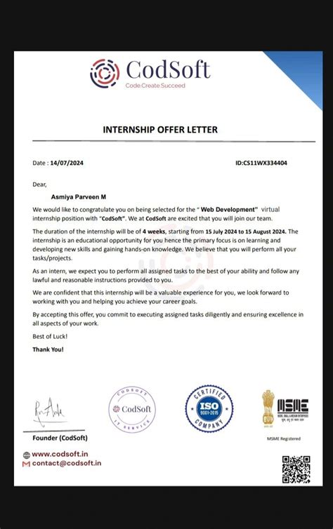 Asmiya Parveen On Linkedin Codsoft Internship Webdevelopment Frontenddevelopment
