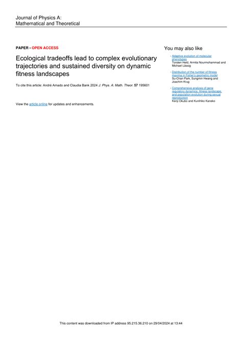 Pdf Ecological Tradeoffs Lead To Complex Evolutionary Trajectories