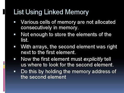 List Using Linked Memory Various Cells Of Memory