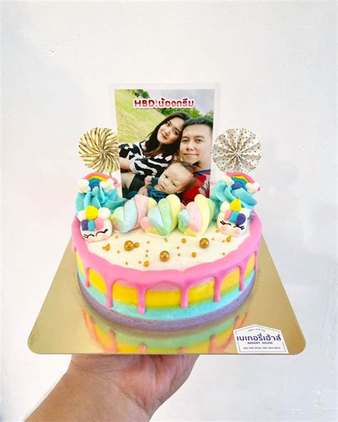 เค้กโฟโต้เรนโบว์ 1 ปอนด์ 300฿ เบเกอรี่เฮ้าส์ อู่ทอง