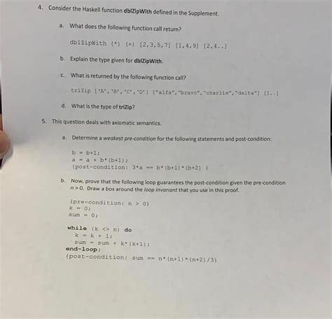 4 Consider The Haskell Function Dblzipwith Defined