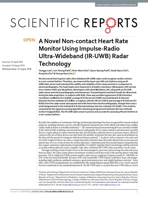 Non Contact Heart Rate Detection Pdf Ultra Wideband Heart Rate
