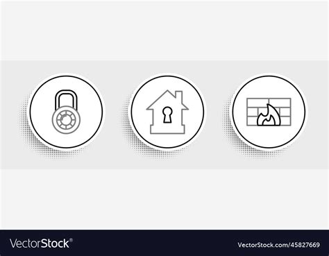 Set Line Firewall Security Wall Safe Combination Vector Image