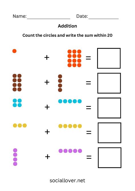 Count The Objects And Write The Sum Worksheet Within 20