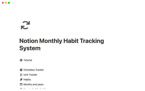 Notion Monthly Habit Tracking System Notion Template