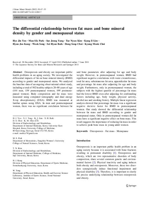 Pdf Fat Mass And Bone Density Gender Differences