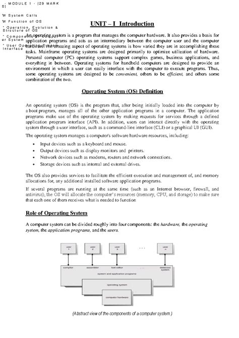 Bca Semester Iii Operating Systems Unit 1 Unit I Introduction An