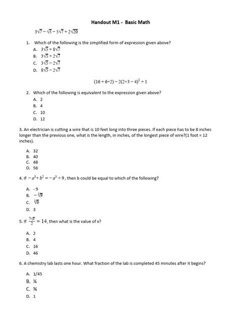 Handout M1 Basic Math Pdf Discrete Mathematics Elementary