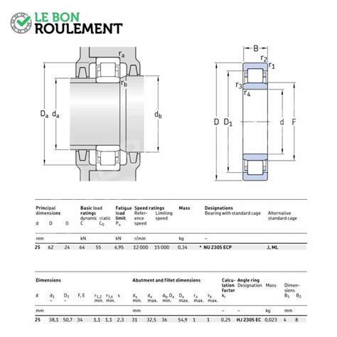 Roulement à Rouleaux Cylindriques Nu2305 Ecp C3 Skf Le Bon Roulement