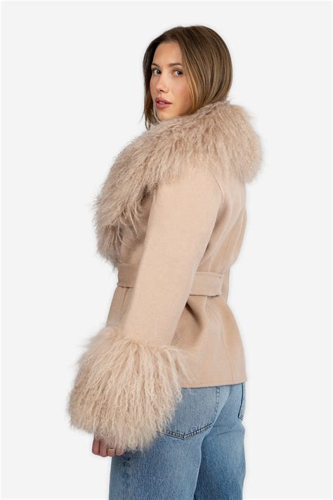 Marta Coat Mongolian Short Beige Me And My Cousin