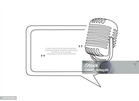 마이크와 말풍선의 연속적인 한 줄 그리기 흰색 배경에 유행 한 라인 아트 벡터입니다 벡터 일러스트 레이 션입니다 마이크에 대한 스톡 벡터 아트 및 기타 이미지 Istock