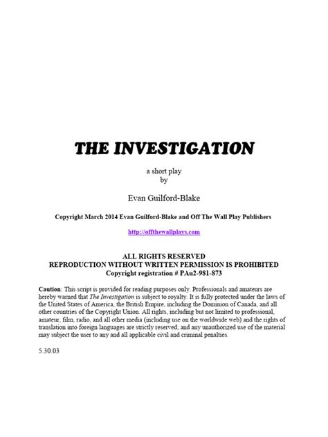 The Investigation Half Script Pdf Copyright