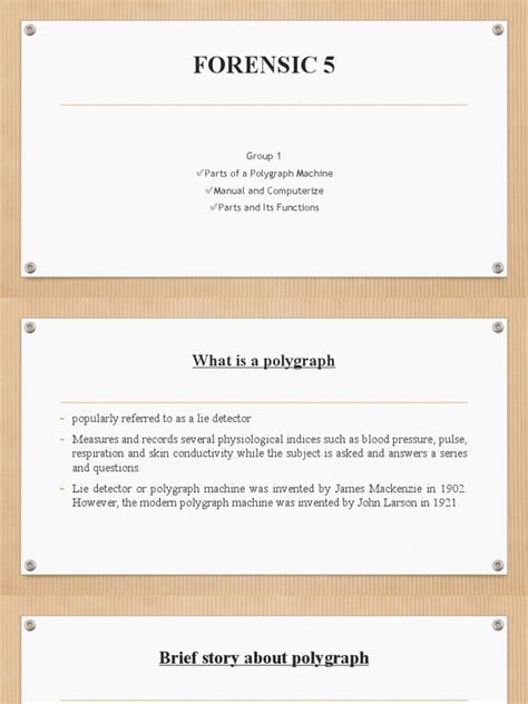 Forensic 5 Group 1 Parts Of A Polygraph Machine Manual And Computerize Parts And Its Functions