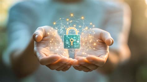Hand Holding A Digital Lock Icon With Glowing Lines Symbolizing Cybersecurity And Data