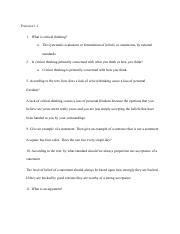 Phil Exercise Pdf Exercise What Is Critical Thinking A The Systematic Evaluation