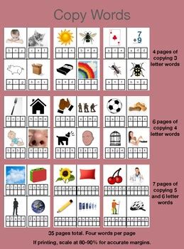 Copy Word And Fill In Letter Activity Cards First Grade Special Education Aba