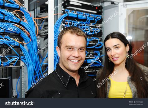 Two Administrators Male Female Server Room Stock Photo 90589225 Shutterstock