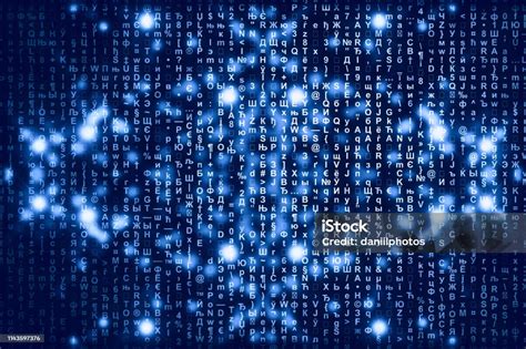 블루 매트릭스 디지털 배경입니다 추상적인 사이버 공간 개념입니다 문자가 아래로 떨어집니다 기호 스트림에서 행렬입니다 가상 현실