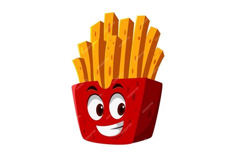 귀여운 감자 튀김 캐릭터 일러스트 프리미엄 벡터