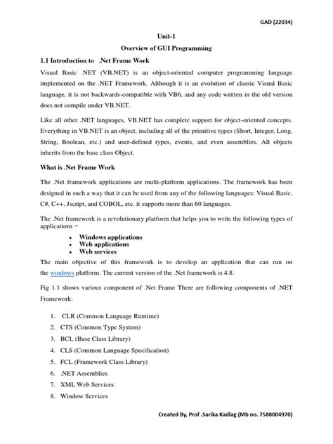 Gad Notes Pdf Class Computer Programming Inheritance Object Oriented Programming