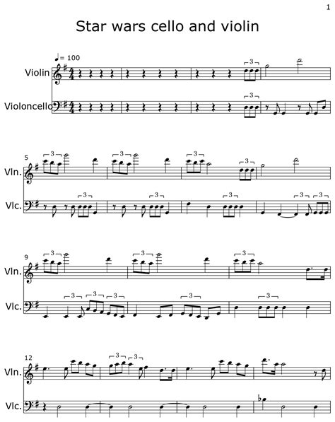 Star Wars Cello And Violin Sheet Music For Violin Cello