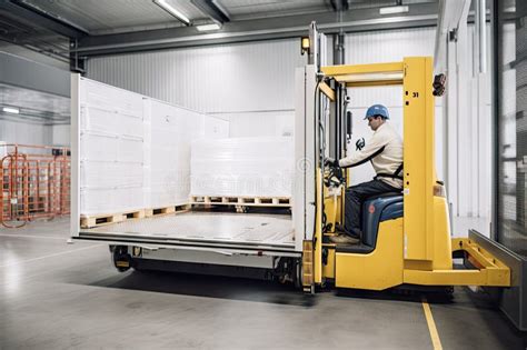Material Handling And Palletizing Robot Stacking Boxes On Pallet In Warehouse Stock Illustration