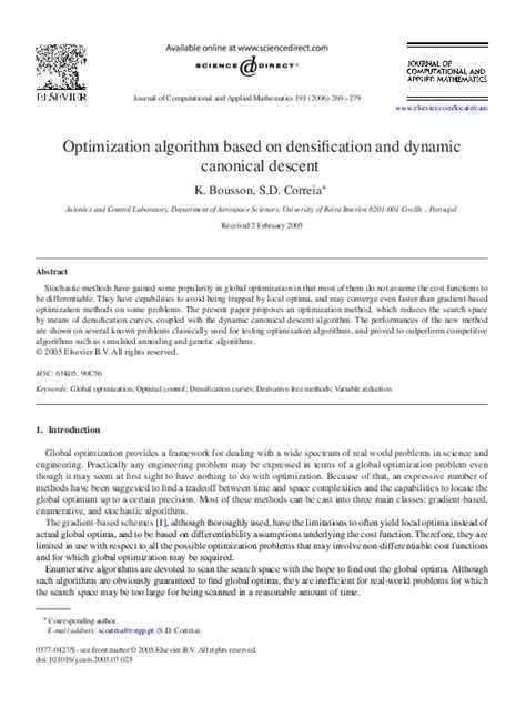 Pdf Optimization Algorithm Based On Densiﬁcation And Dynamic