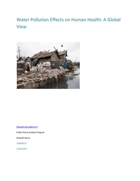 Pdf Water Pollution Effects On Human Health A Global View
