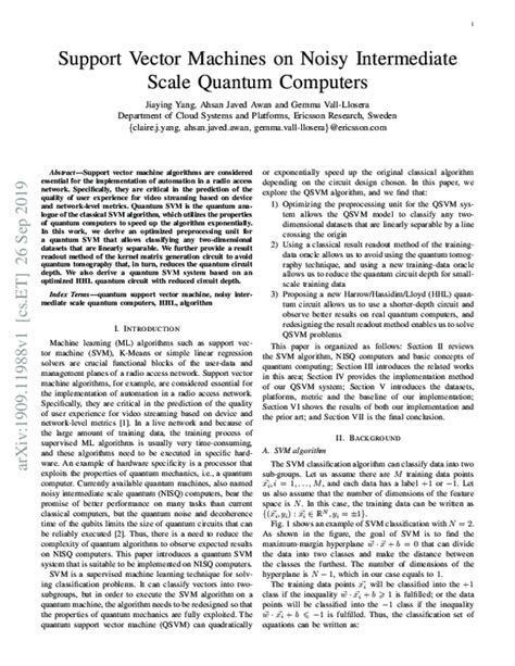 Pdf Support Vector Machines On Noisy Intermediate Scale Quantum Computers