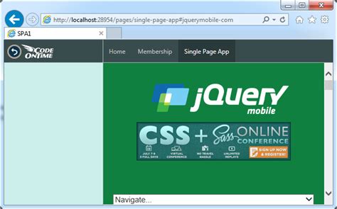 code on time “hello world” single page app with jquery mobile