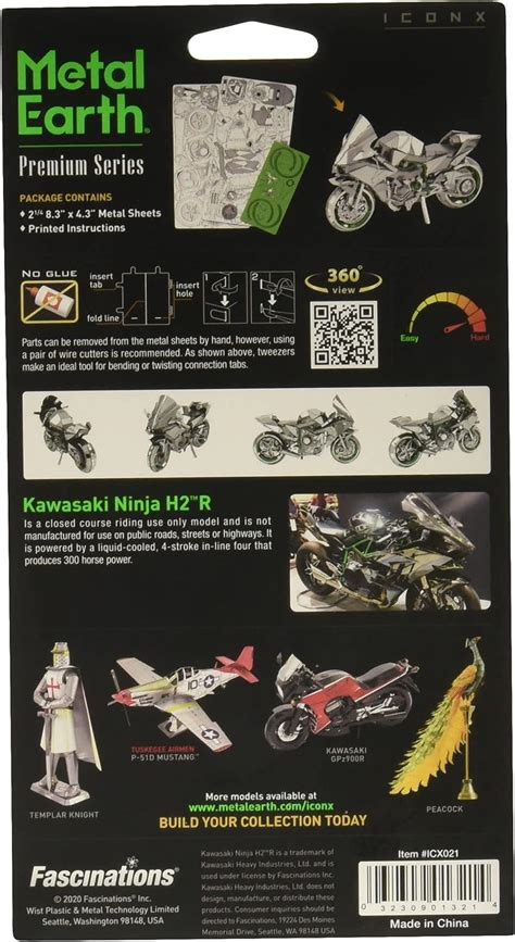 Fascinations Metal Tierra Iconx Cut Láser 3d Modelo Kit Kawasaki Ninja H2r Motocicleta Yaxa