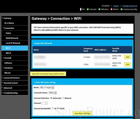 Technicolor TC8717T Screenshot WiFiConnection