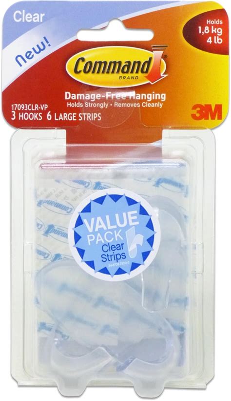 command large clear plastic hooks value pack 3 hook bigamart