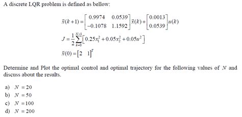 A Discrete Lqr Problem Is Defined As Bellow 00013