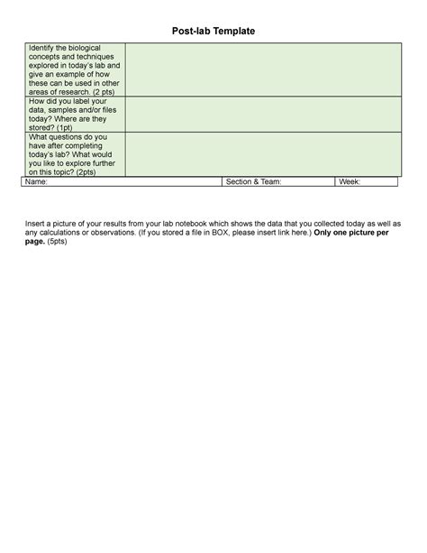 Post Lab Template Post Lab Template Identify The Biological Concepts And Techniques Explored