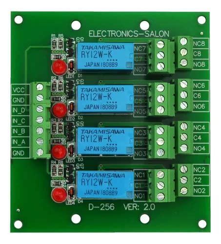 Electronics Salon 4 Dpdt Signal Relay Module Board Dc 12v Envío Gratis
