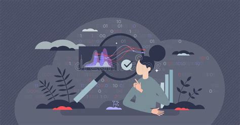 Data Science With Information Research And Learning Tiny Person Concept Stock Vector