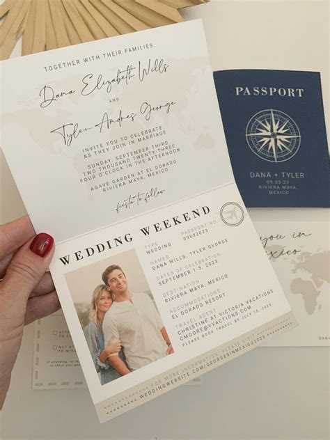 Passport Wedding Invitation Template Printable Destination Etsy Uk