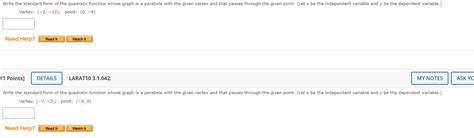 Solved Write The Standard Form Of The Quadratic Function